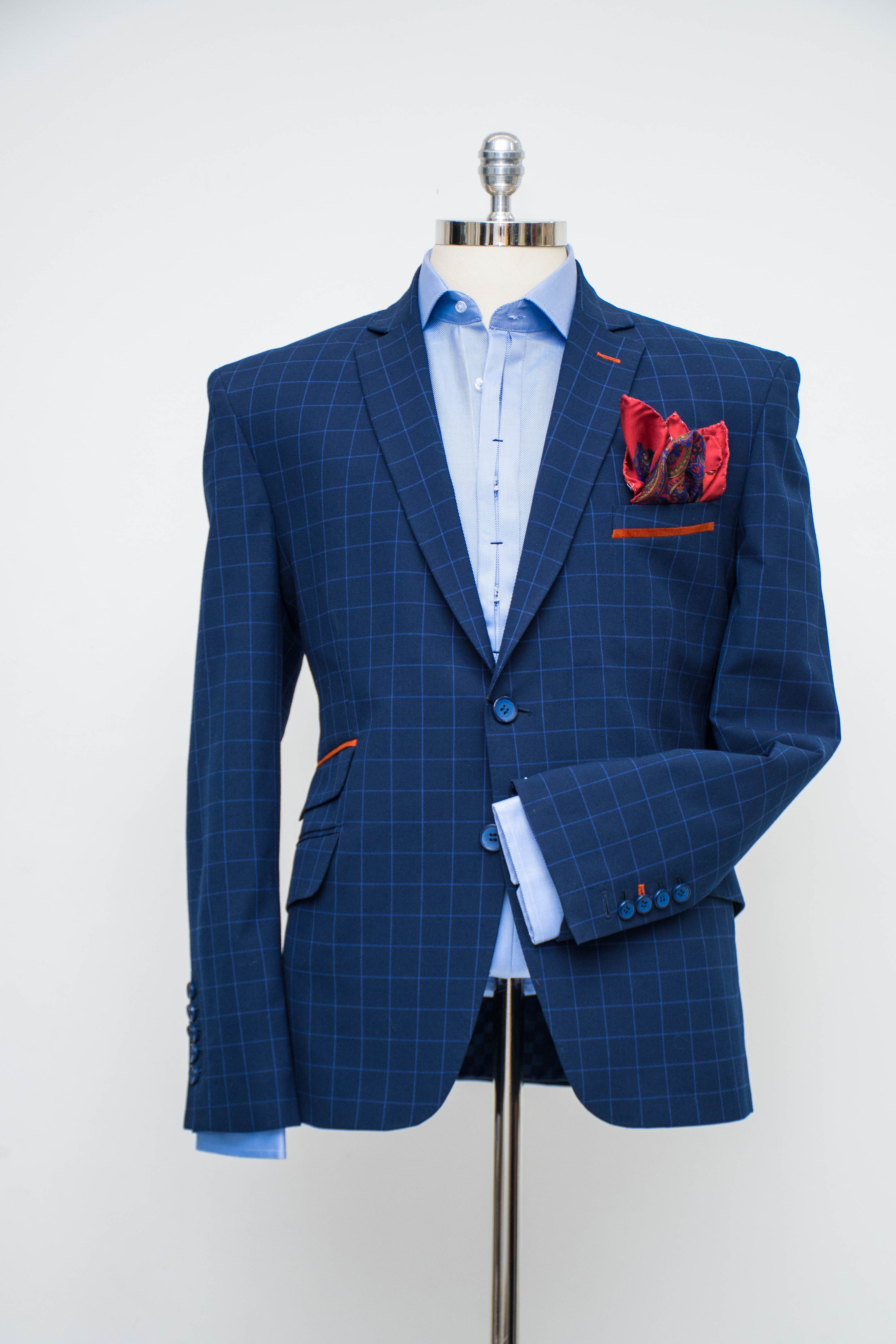 Blazer Azul Medio y Cuadros – Carlos A Ceballos